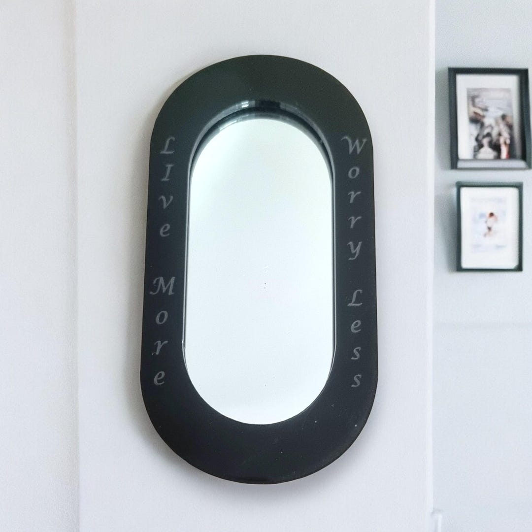 Pill Shaped Mirrors With a Colour Frame of Your Choice & Hooks, Bespoke ...