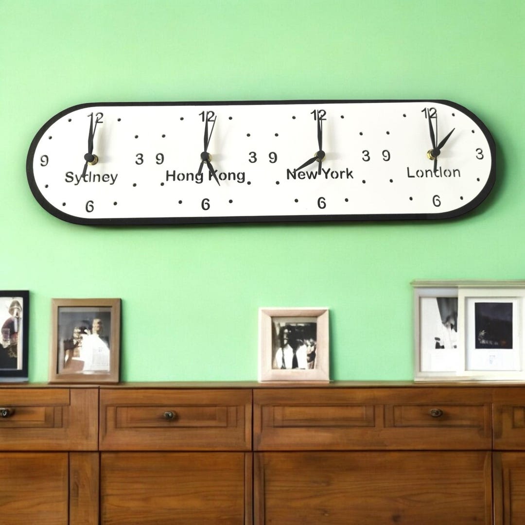 Custom Oval Four Time Zone or Your Friends/family Name Clocks - Custom ...