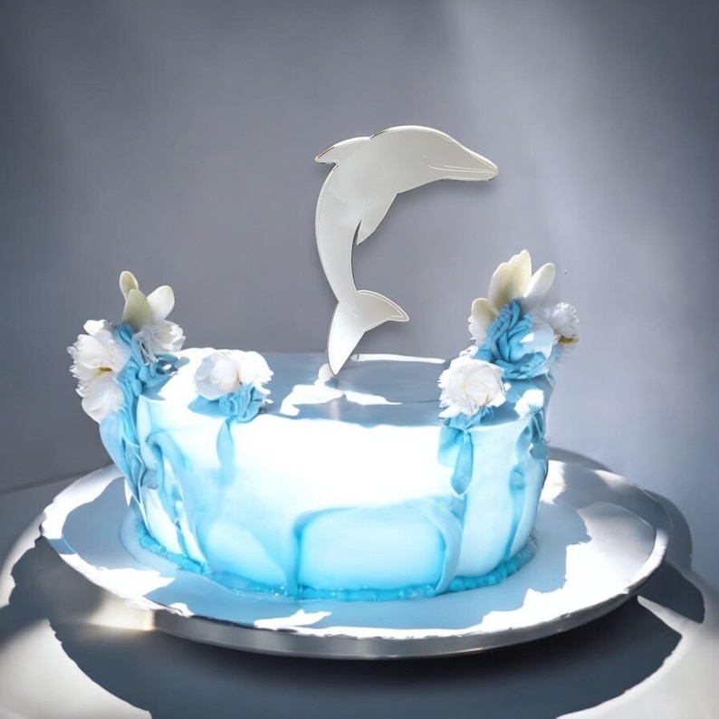 Etched Dolphin Cake Topper: Custom Engraving, Acrylic Cupcake Toppers ...