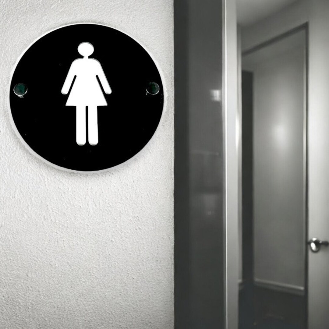 Round or Square Female Toilet / Restroom Signs Custom Colours & Wood ...