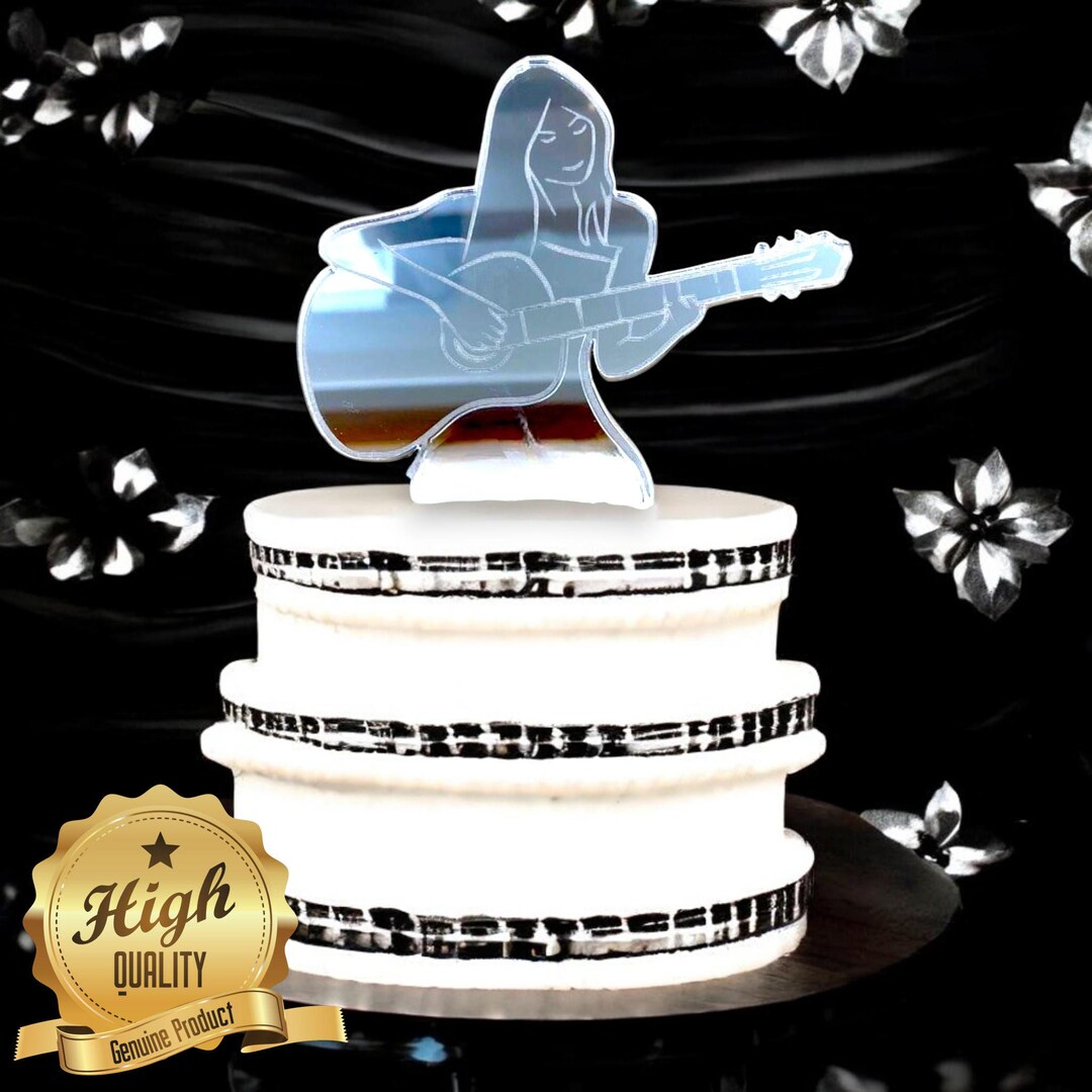 Guitarist Cake Toppers - Lady Singer Cake Topper, Custom Colours, Sizes ...