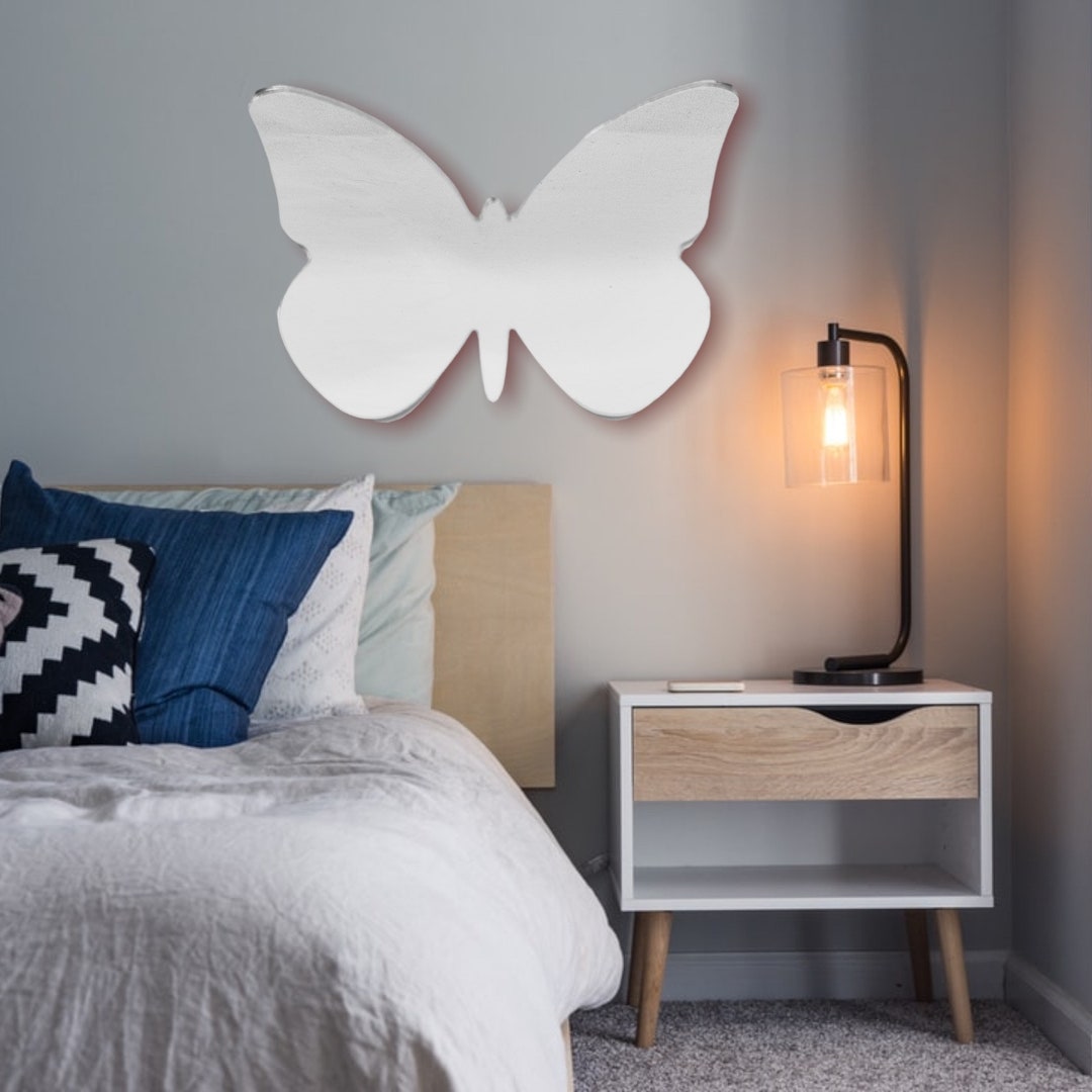 Butterfly Shaped Mirrors With a White Backing & Hooks, Custom Colours ...