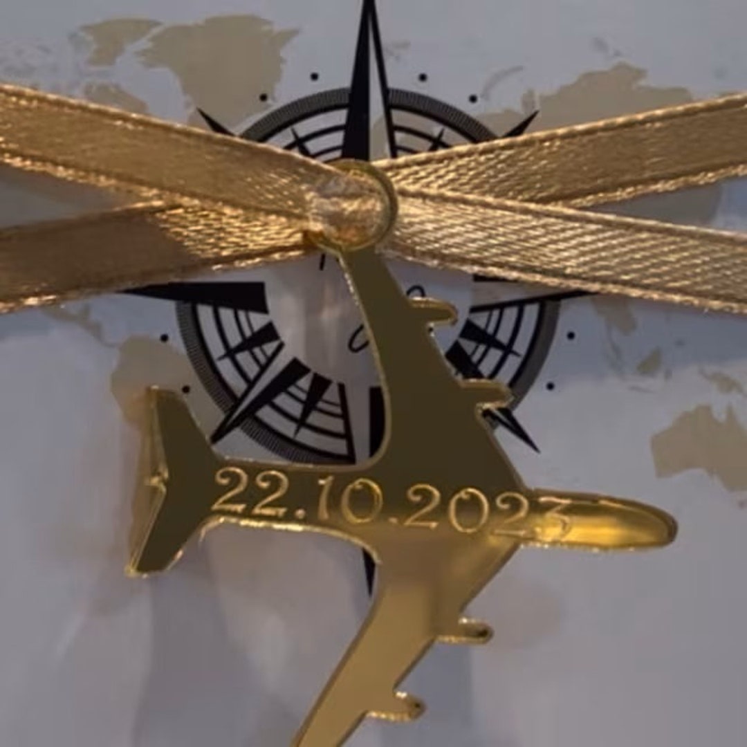 Aeroplane Shaped Invitation Charms, 4cm Gold Mirror With Hoops ...