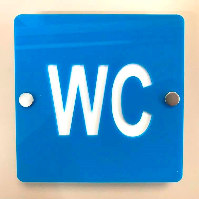 Square Acrylic WC Toilet Sign - Many Colour Choices - Includes Chrome ...