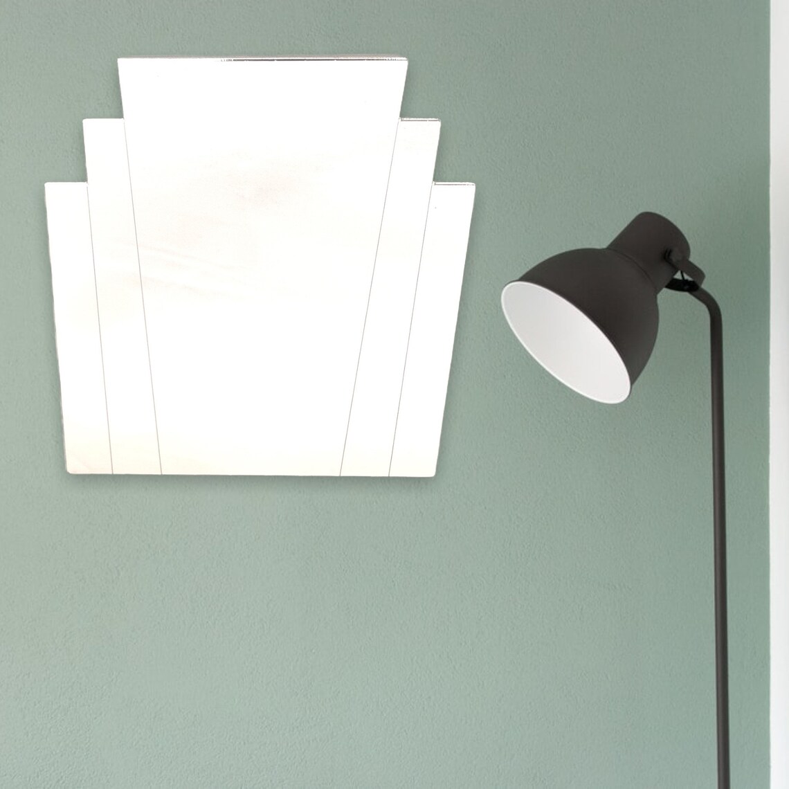 Art Deco Rectangular Fan Shaped Mirrors With White Backing & - Etsy