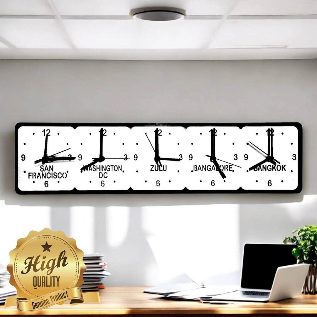 Personalized Five Time Zone Clocks - Customizable Colors & Names ...
