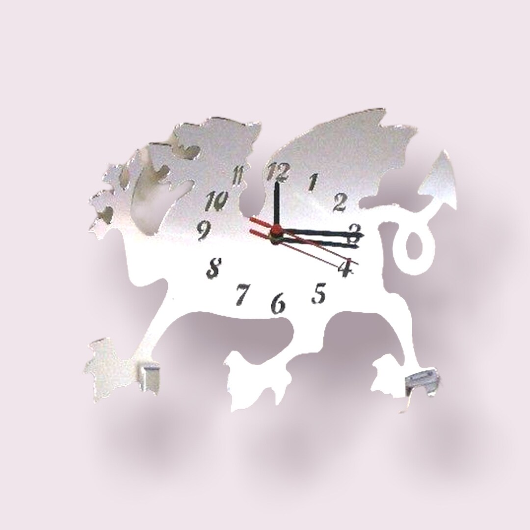 Welsh Dragon Shaped Clocks Many Colour Mirrors and Solid Colour Choices ...