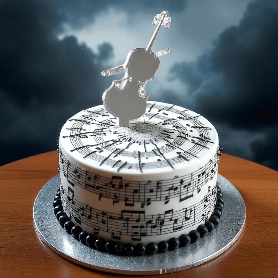 Violin Cake Topper: Acrylic Music Theme, Custom Colors - Etsy