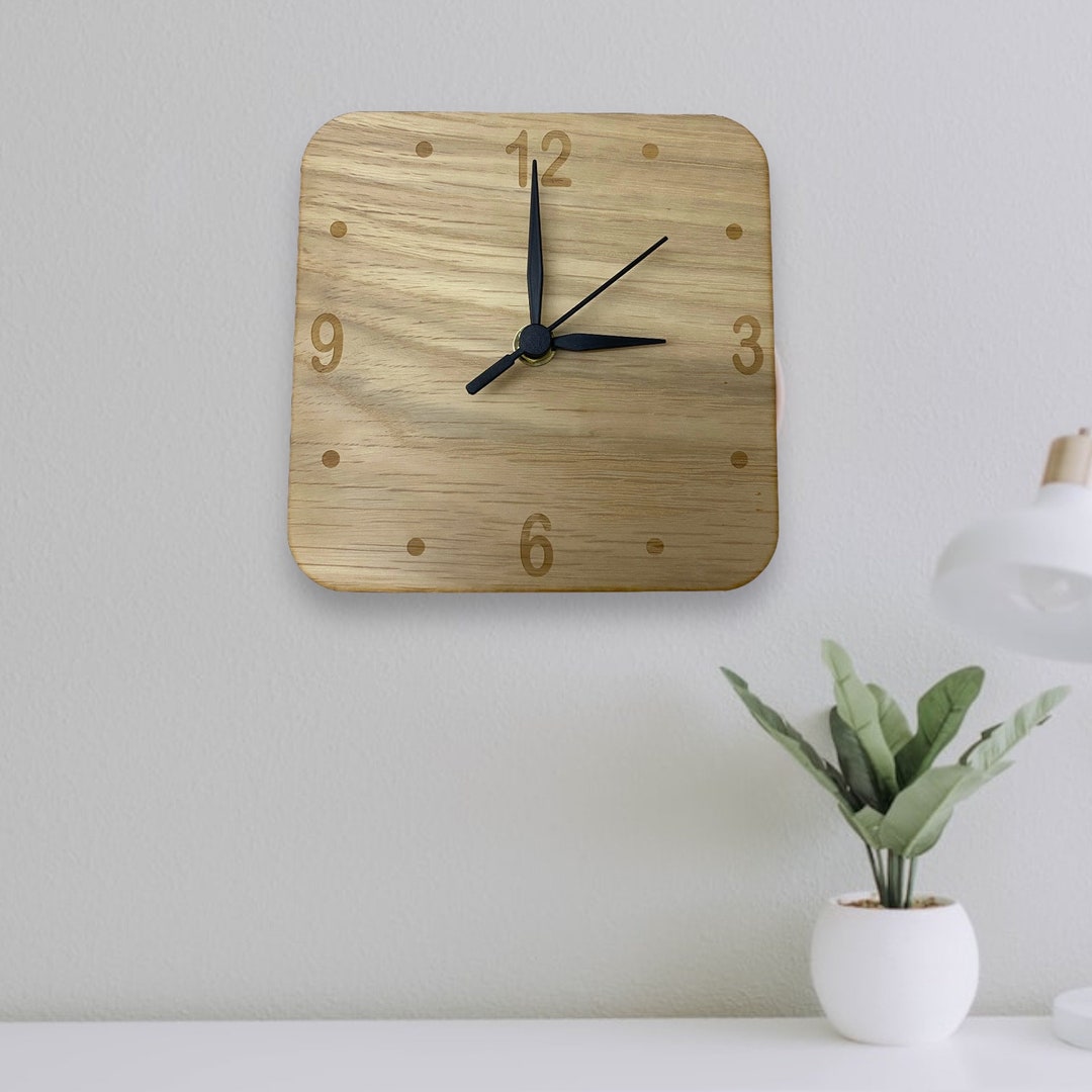 Rounded Corner Square Oak Veneer Clock Silent Sweep Movement, Custom ...