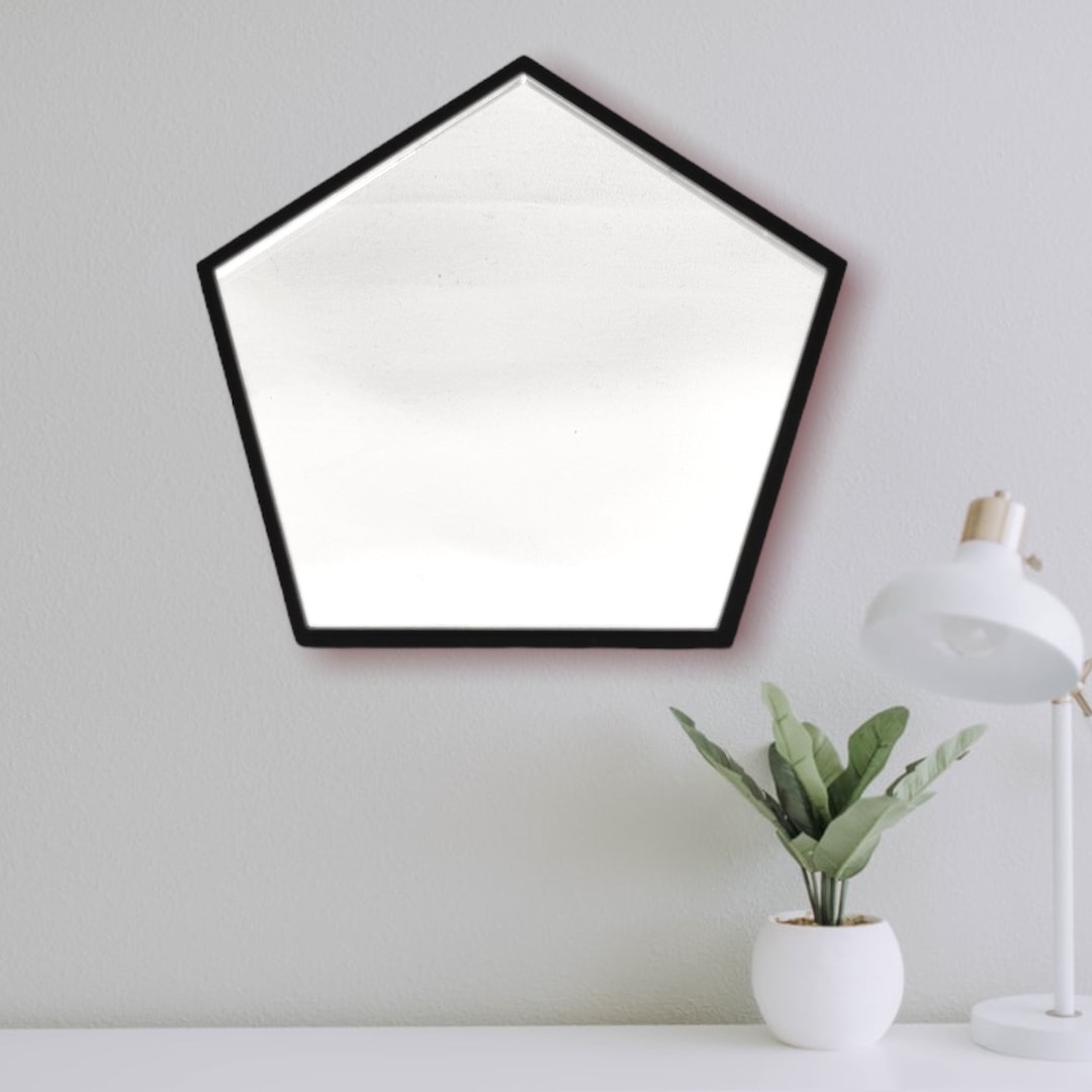 Pentagon Shaped Mirrors With a Colour Frame of Your Choice & Hooks ...