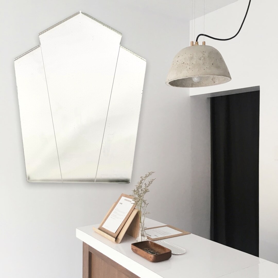 Art Deco Pentagon Fan Shaped Mirrors With White Backing & Hooks ...