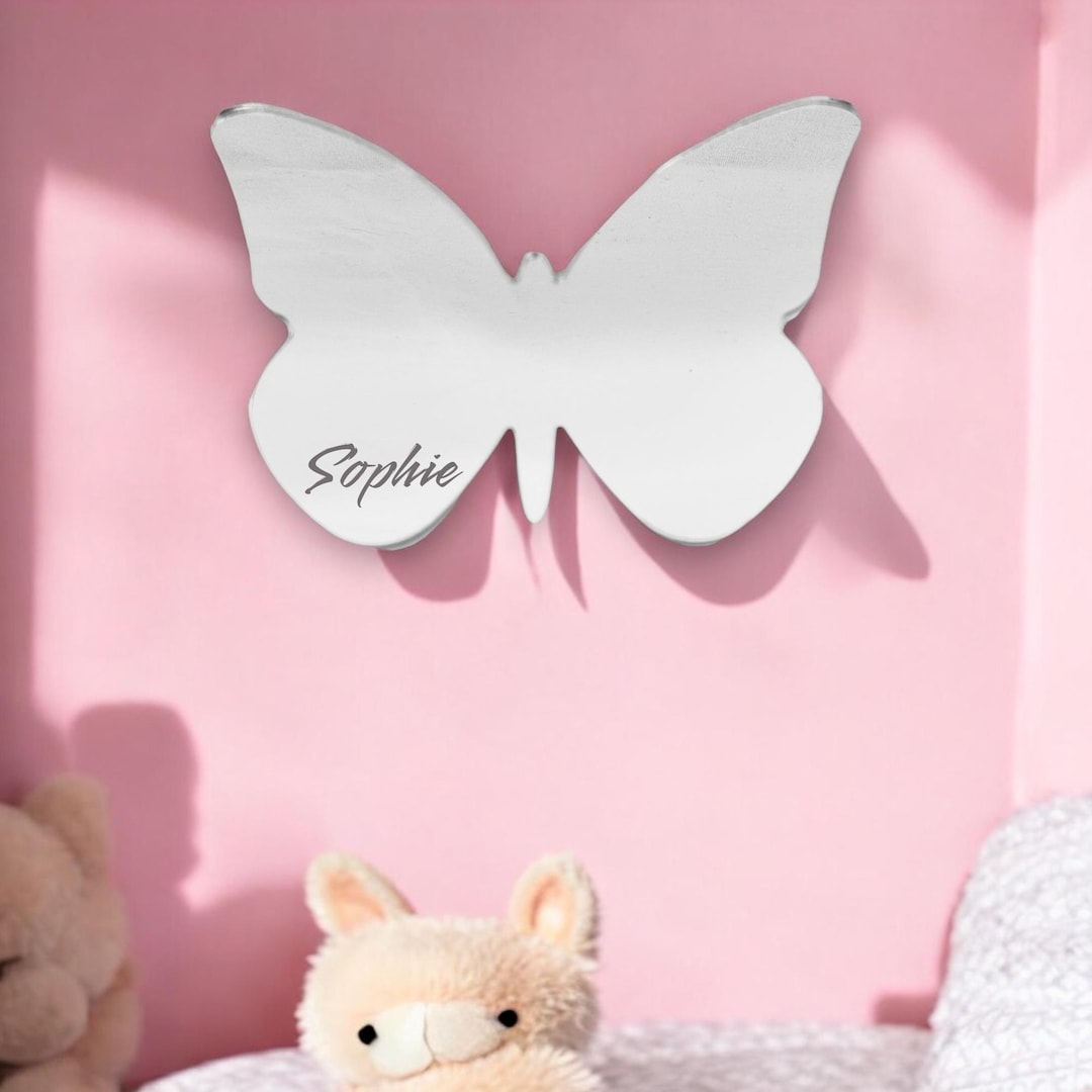 Butterfly Shaped Mirrors With a White Backing & Hooks, Custom Colours ...