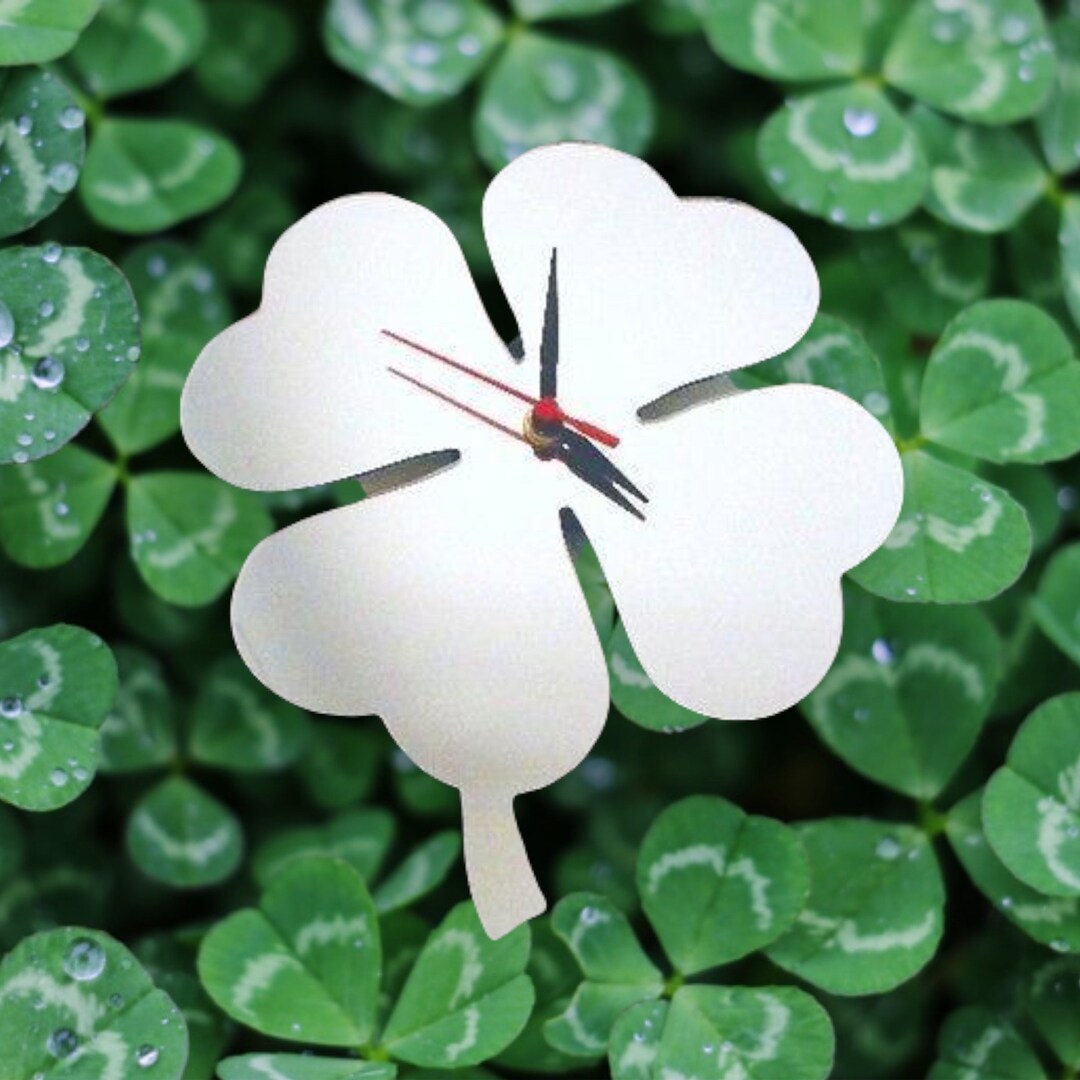 Four Leaf Lucky Clover Shaped Clocks Many Colour Mirrors and Solid ...