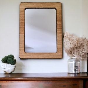 Rounded Corner Rectangle Wooden Framed Mirrors, Choice of Oak, Walnut ...