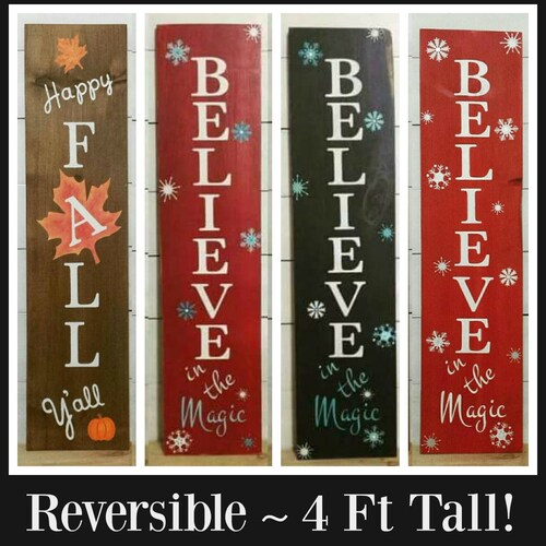 Reversible Holiday Sign Reversible Fall Winter Rustic Sign - Etsy