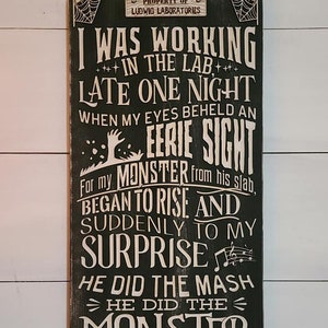 The Monster Mash, Song Lyrics, Personalized, Wood Sign, Halloween, Wall ...