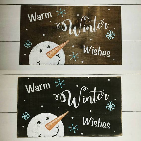 Warm Winter Wishes Rustic Winter Decor Snowman Decor | Etsy