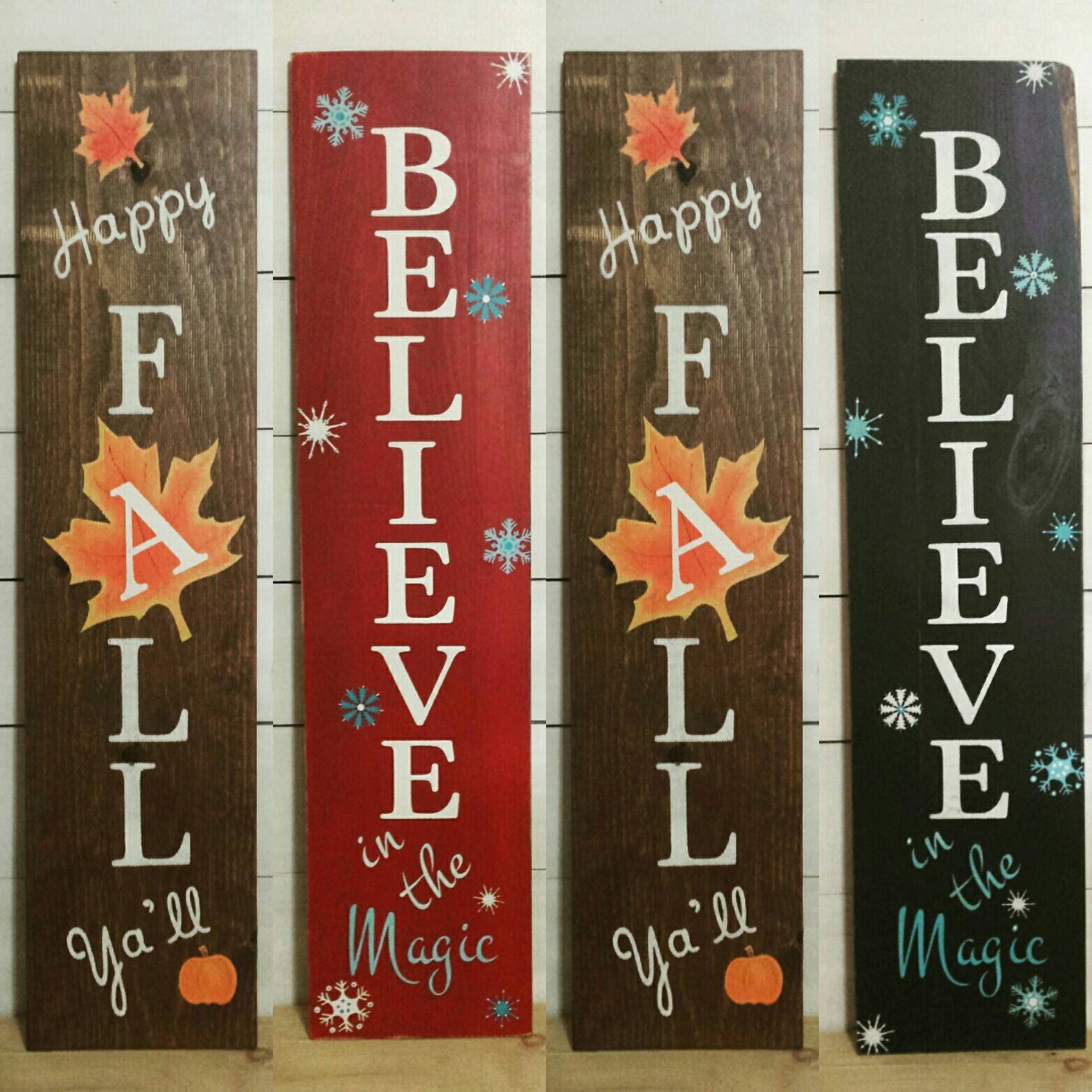 Reversible Holiday Sign Reversible Fall Winter Rustic Sign