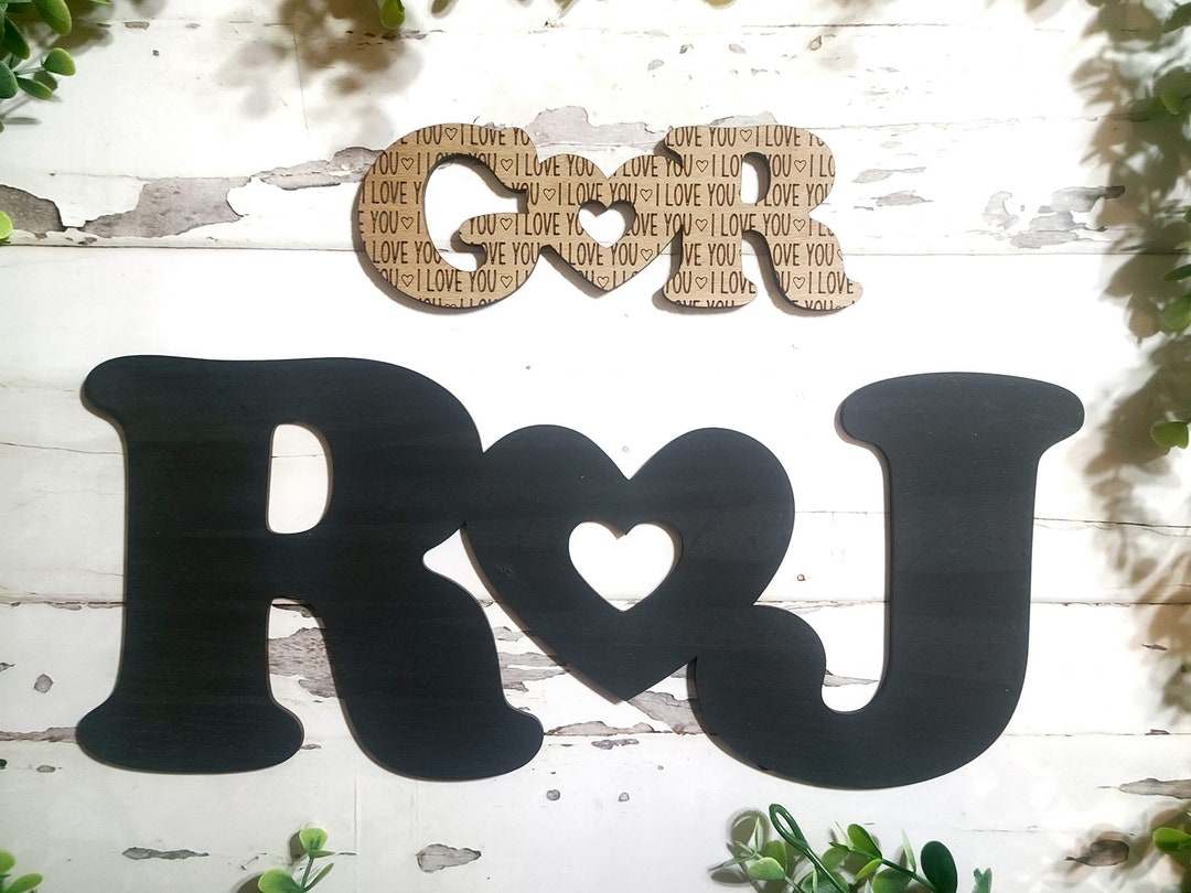 Initials for Crafting, Personalized, Decoupage, Valentines Day, Wood ...