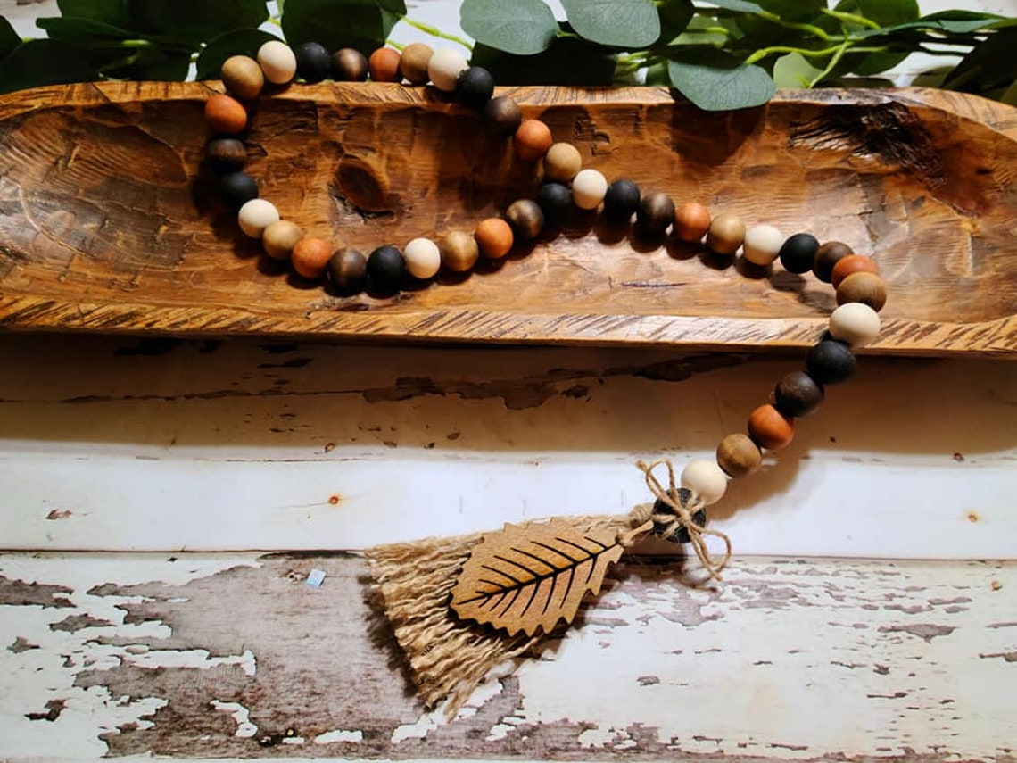 Wood Bead Garland Bead Garland With Loop Fall Garland - Etsy
