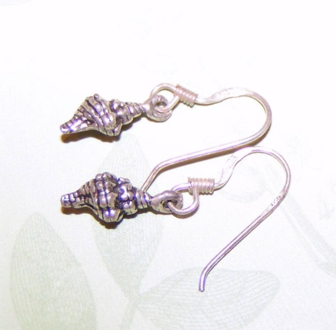Sterling Silver Conch Shell Pierced Earrings - Etsy New Zealand