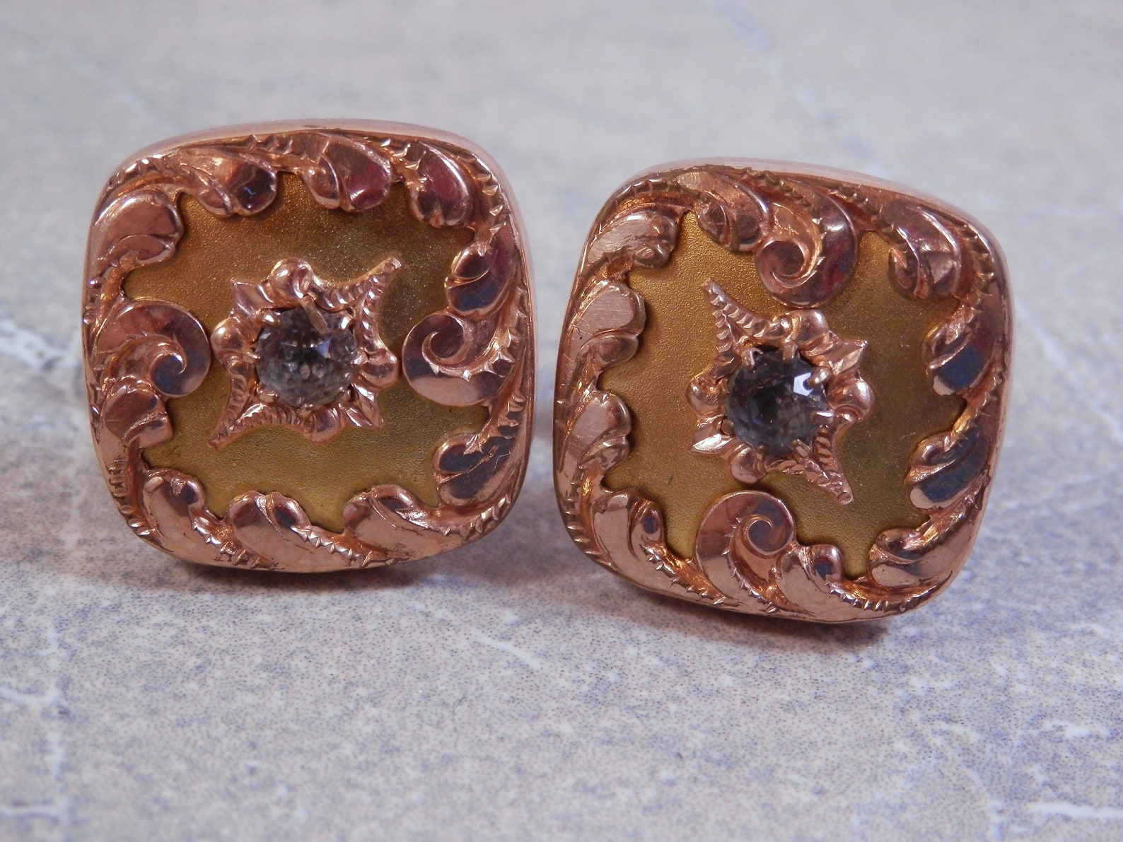 Antique Rose Gold Filled Cufflinks With Paste Center Marked 1883 - Etsy