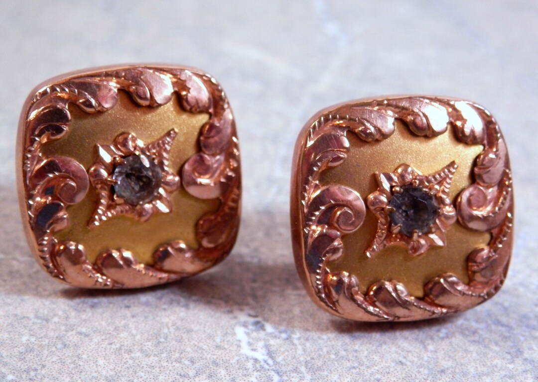 Antique Rose Gold Filled Cufflinks With Paste Center Marked 1883 - Etsy