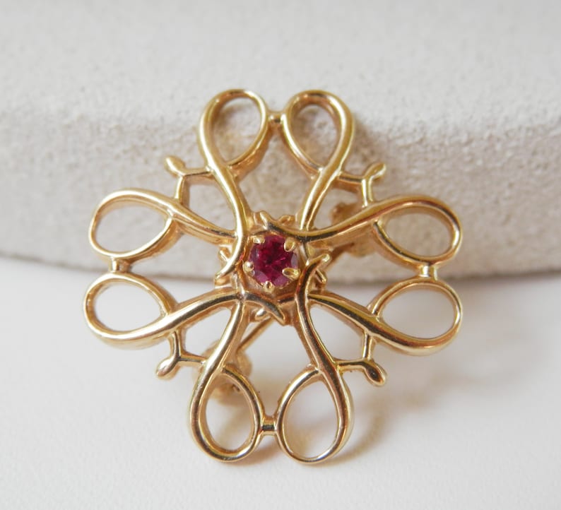 10K Gold Filled Vintage Ruby Pin - Etsy