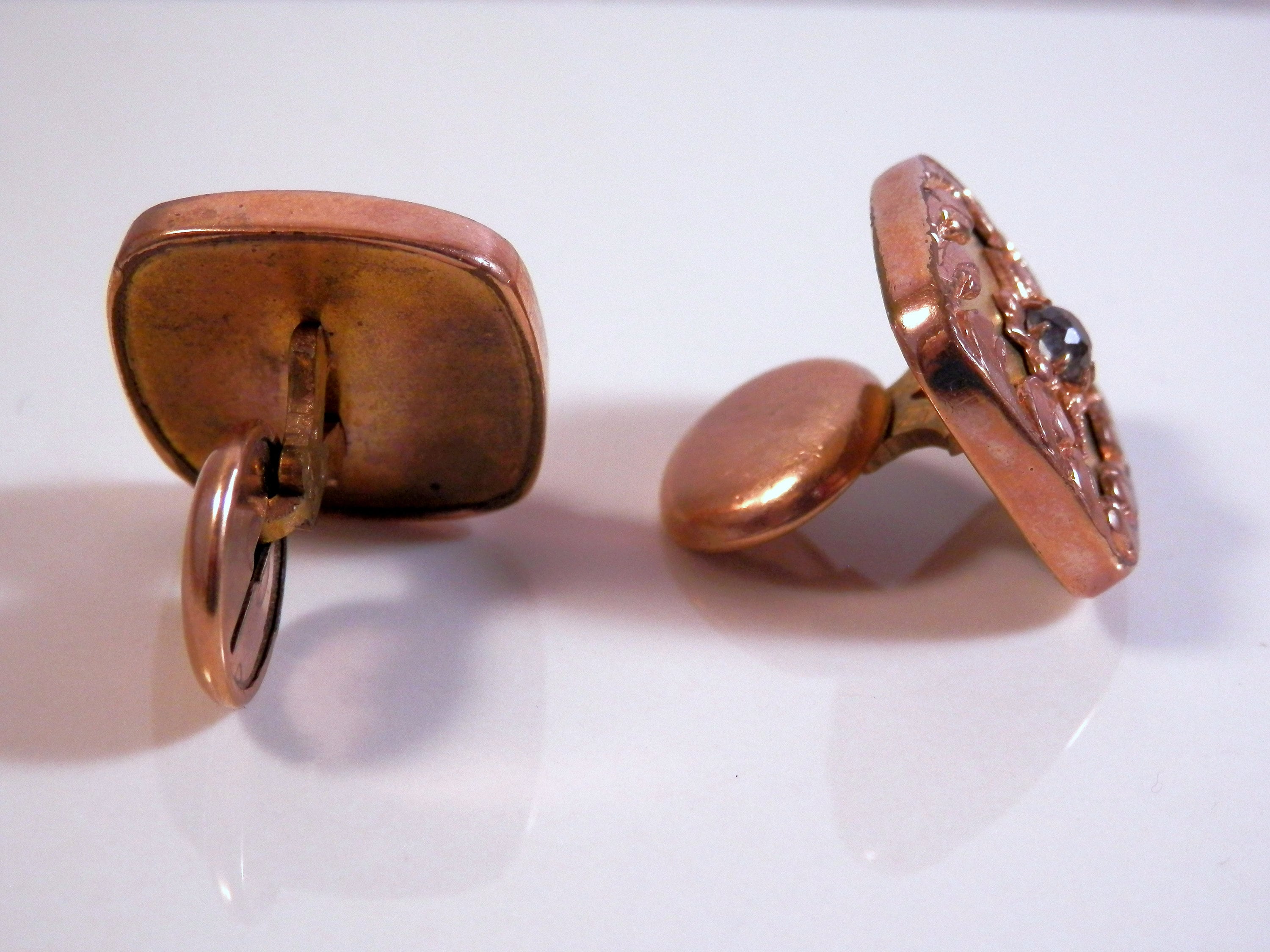 Antique Rose Gold Filled Cufflinks With Paste Center Marked 1883 - Etsy