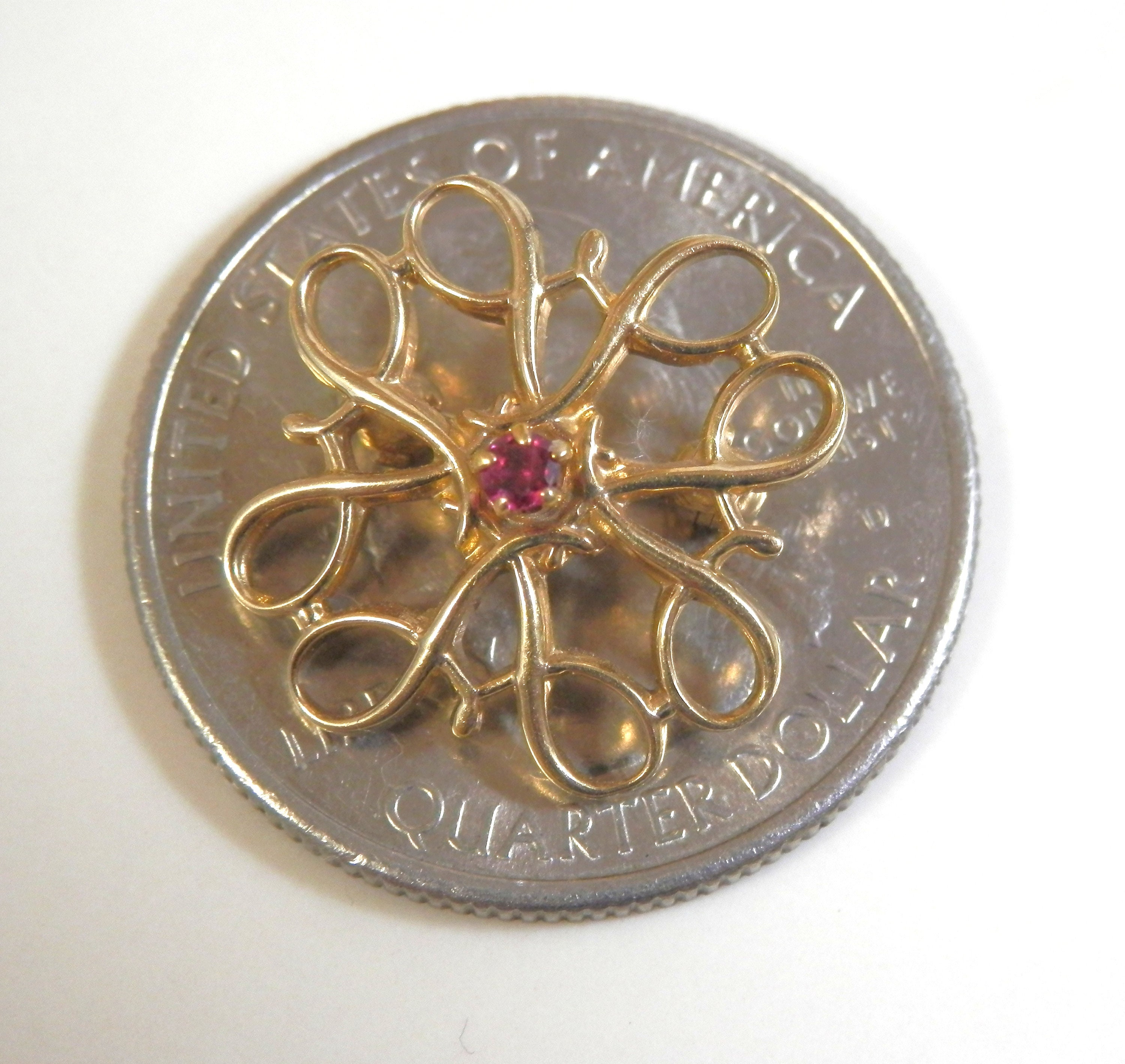 10K Gold Filled Vintage Ruby Pin - Etsy