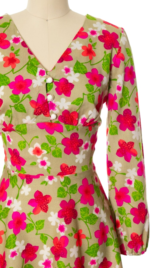 Vintage 1960s 1970s Mini Dress | 60s 70s Floral Print… - Gem