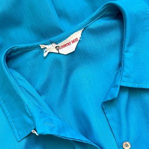 Vintage 1950s 1960s Shirt Dress | 50s 60s Blue Cotton Blend Short ...
