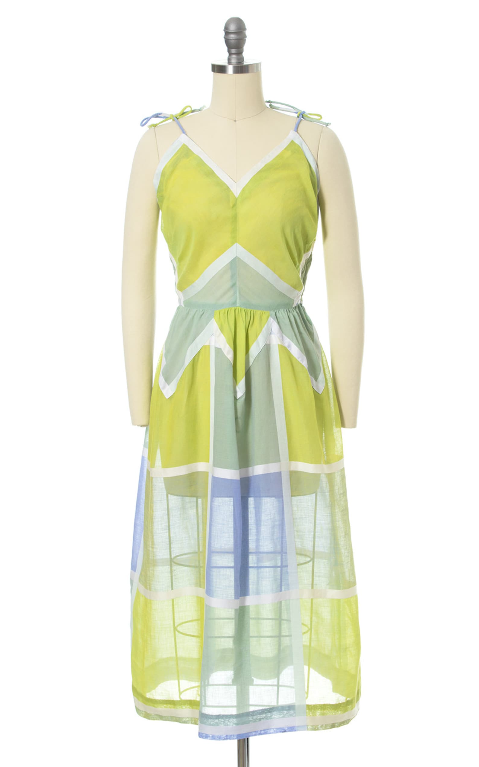 Vintage 1950s Sundress Set | 50s Color Block Windowpane Plaid Sheer ...