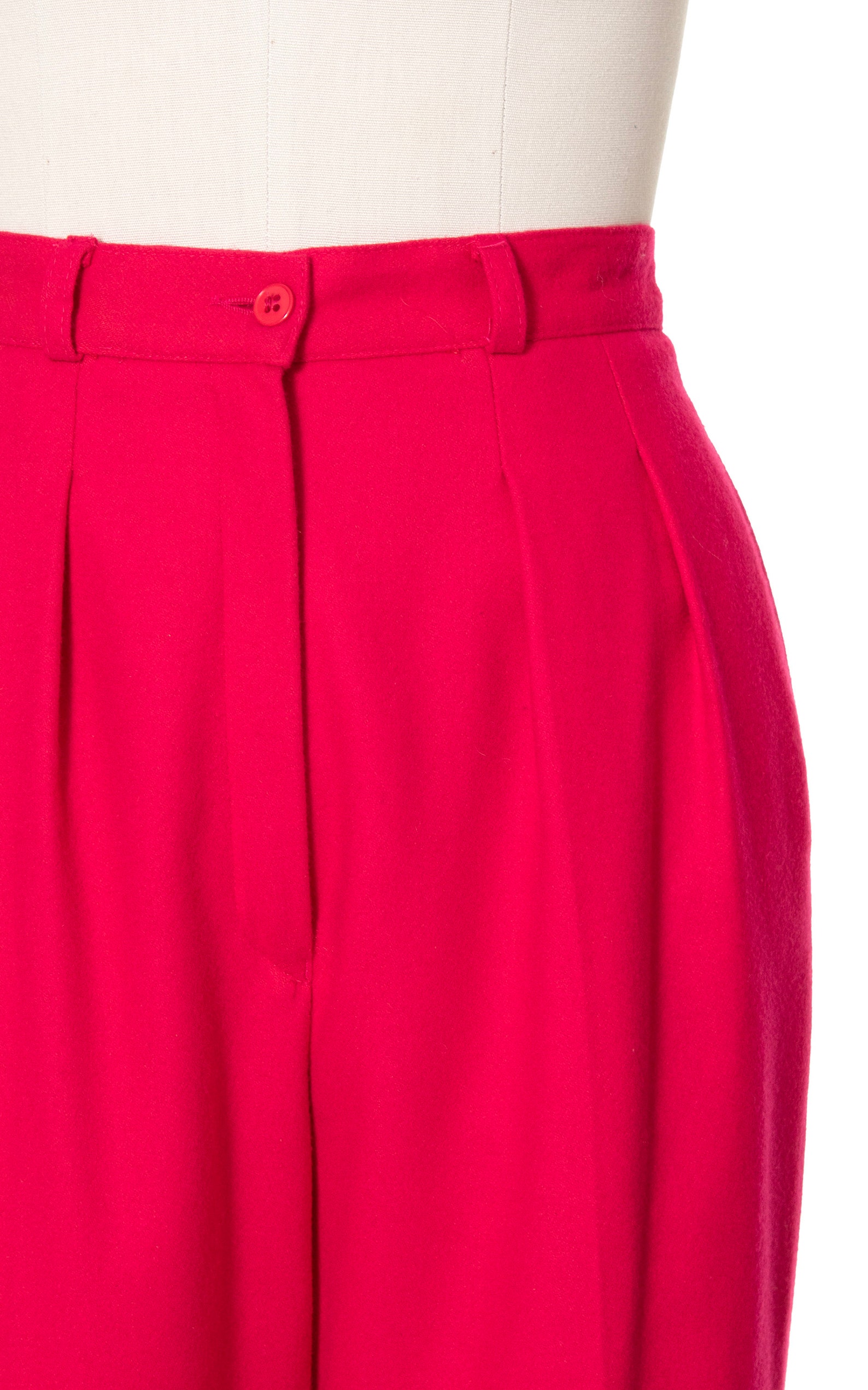 Vintage 1980s Trousers | 80s KENZO Hot Pink Wool High Waisted Straight ...