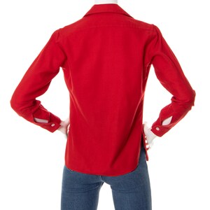 Vintage 1950s Blouse | 50s Red Wool Cotton Button up "man Tailored ...