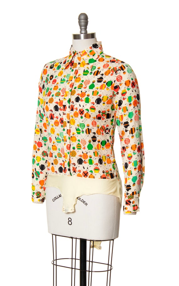 Vintage 1970s Bodysuit | 70s Novelty Print Horse Jock… - Gem