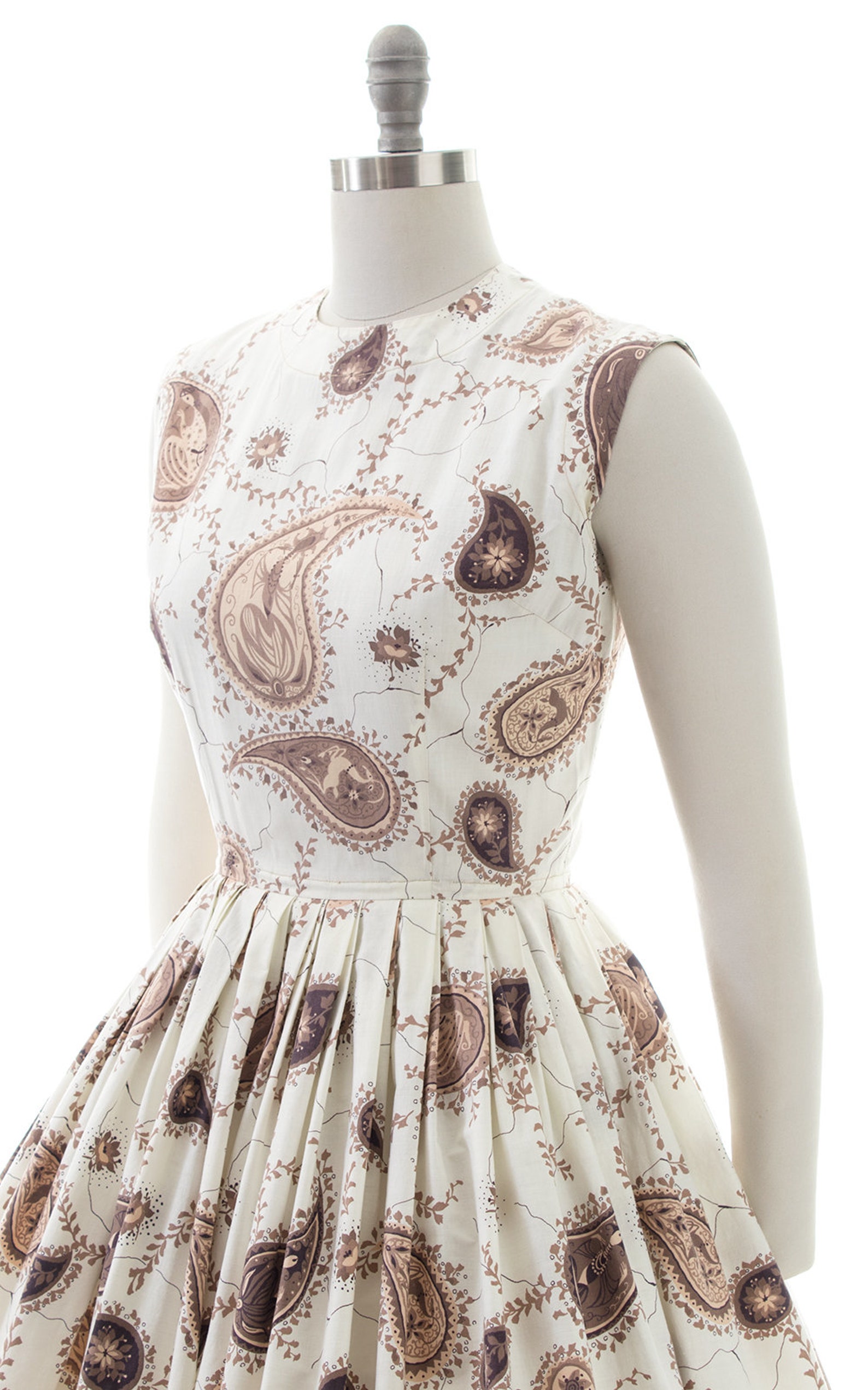 Vintage 1950s Sundress 50s Novelty Print Paisley Floral - Etsy