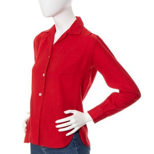 Vintage 1950s Blouse | 50s Red Wool Cotton Button up "man Tailored ...