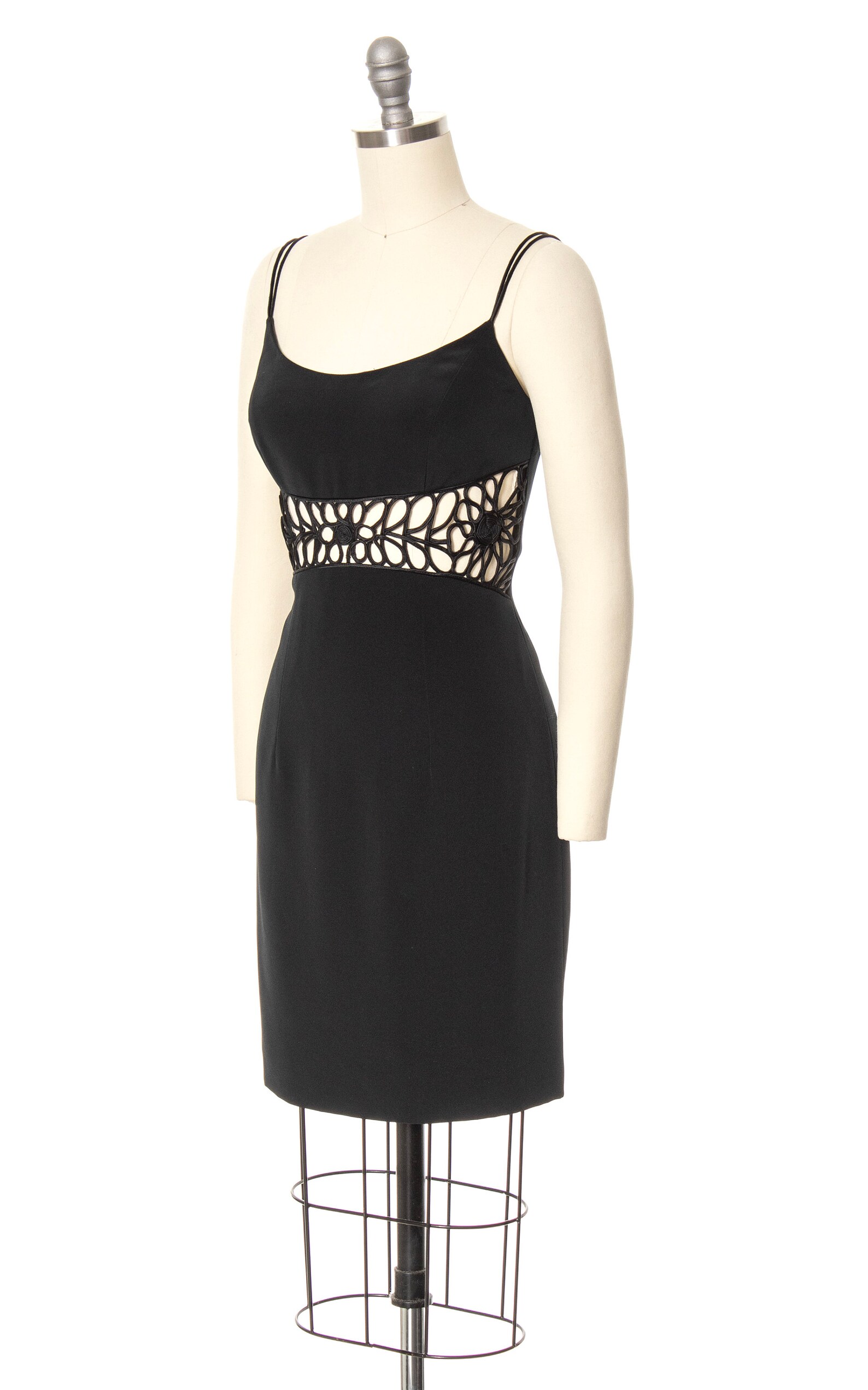 Vintage Y2K Dress | 2000s CACHÉ Cutout Cage Waist Spaghetti Strap ...