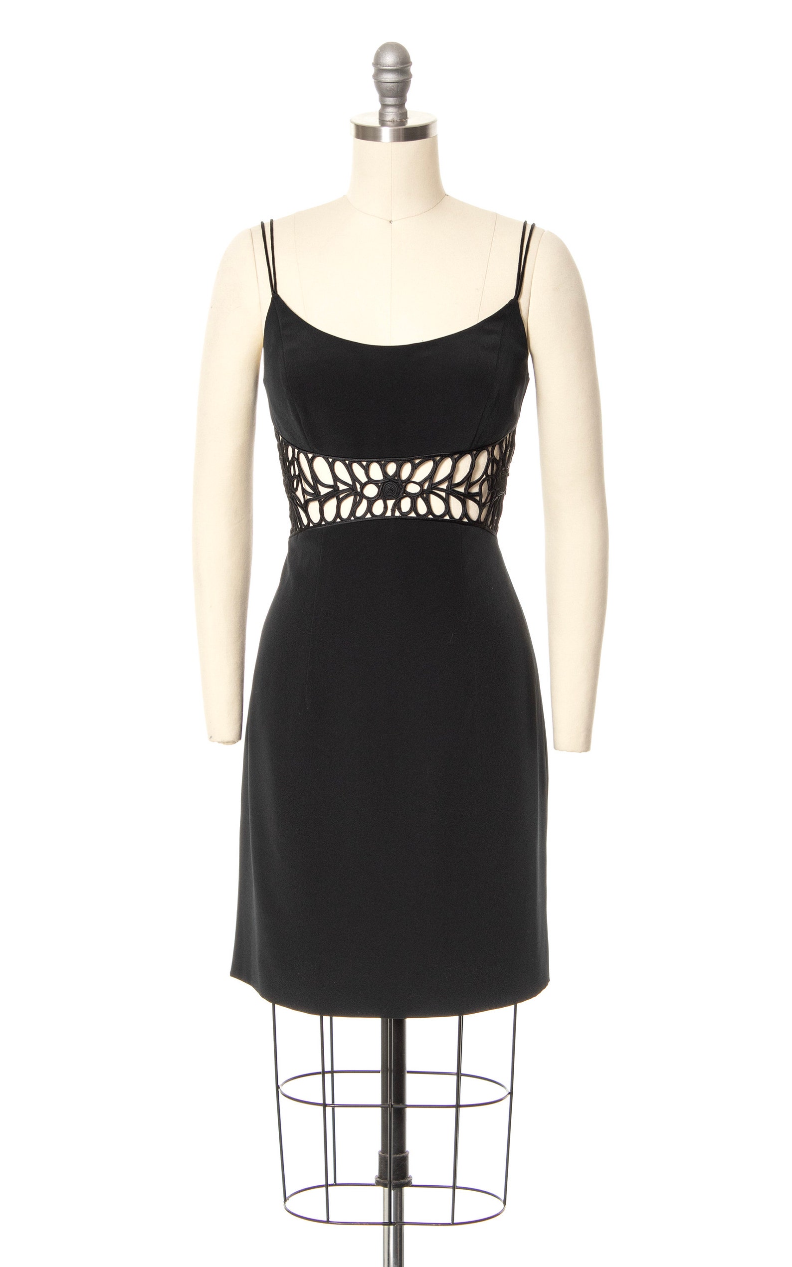 Vintage Y2K Dress | 2000s CACHÉ Cutout Cage Waist Spaghetti Strap ...