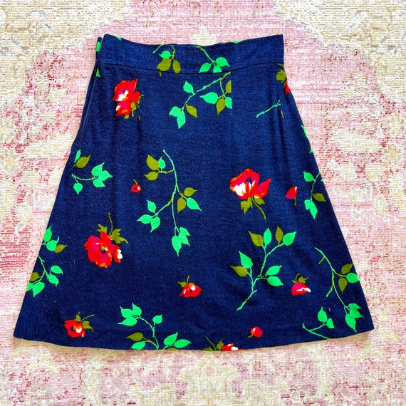 AS-IS *** Vintage 1960s 60s Rose Stems Floral Printed… - Gem