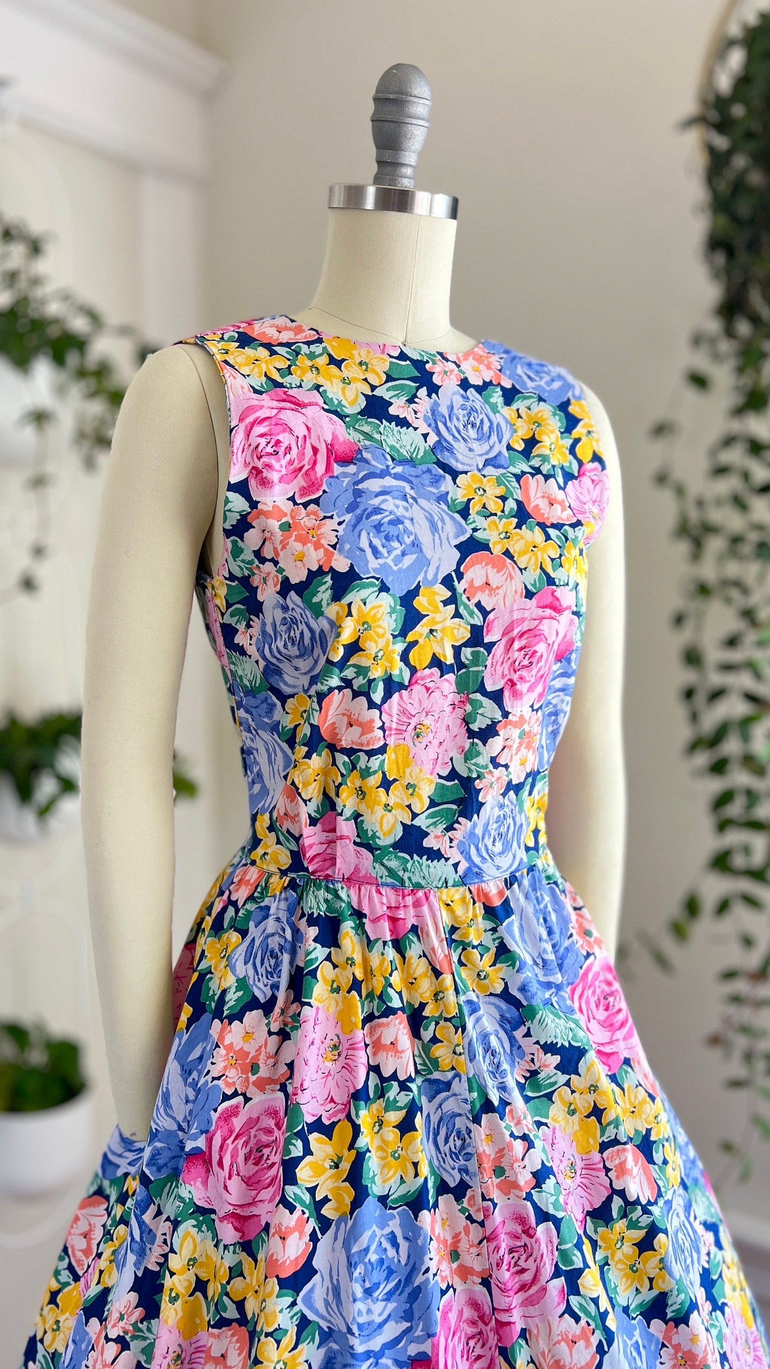 Vintage 1980s Sundress | 80s Open Back Criss Cross Floral Printed ...