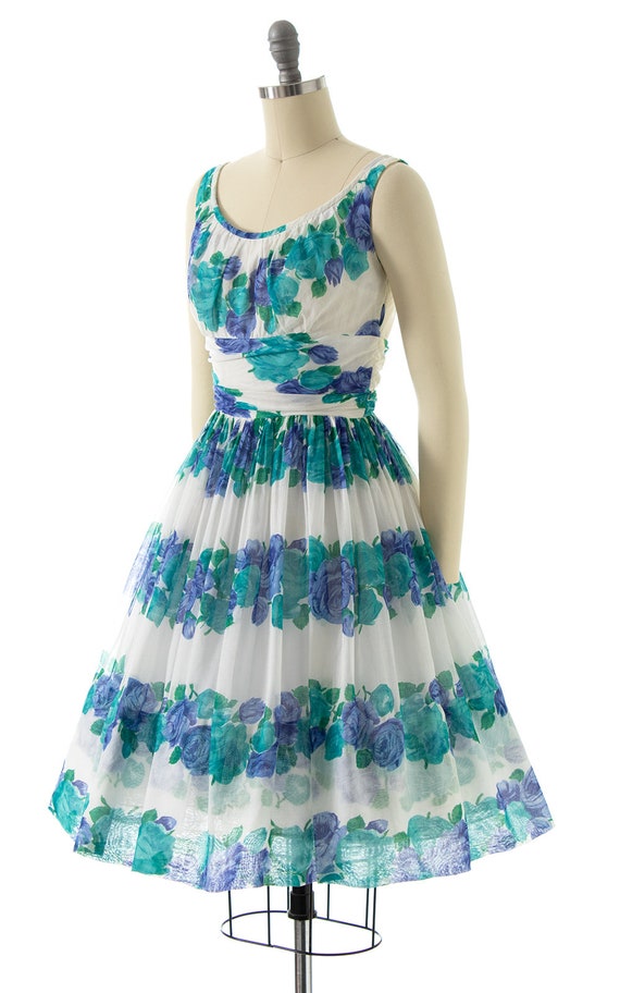 Vintage 1950s 1960s Sundress | 50s 60s Rose Floral St… - Gem