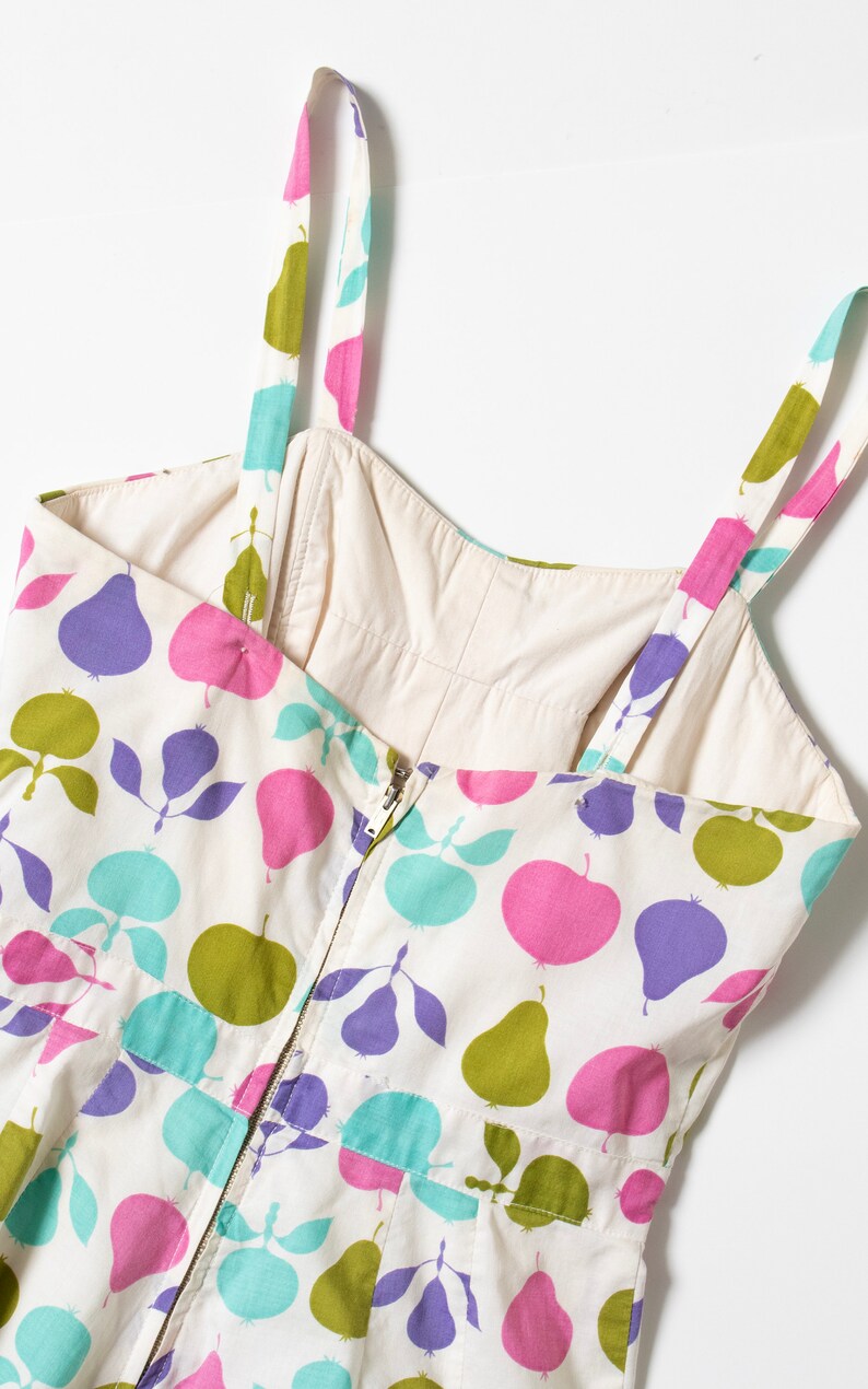 Vintage 1950s Romper | 50s Fruit Novelty Print Cotton Pastel White ...