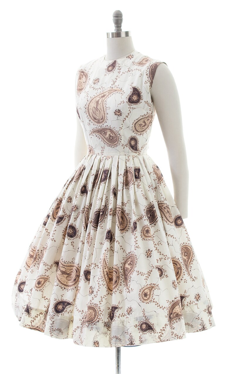 Vintage 1950s Sundress 50s Novelty Print Paisley Floral - Etsy