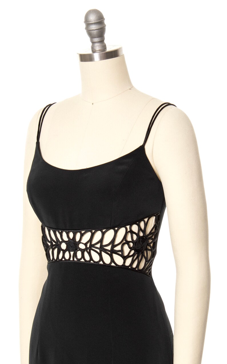 Vintage Y2K Dress | 2000s CACHÉ Cutout Cage Waist Spaghetti Strap ...