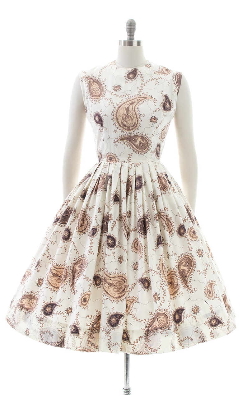 Vintage 1950s Sundress 50s Novelty Print Paisley Floral - Etsy