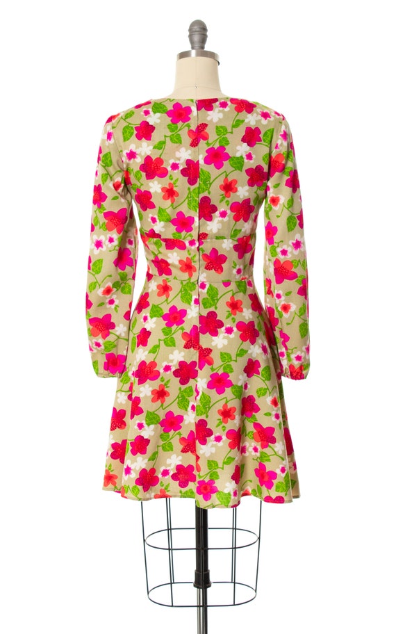 Vintage 1960s 1970s Mini Dress | 60s 70s Floral Print… - Gem