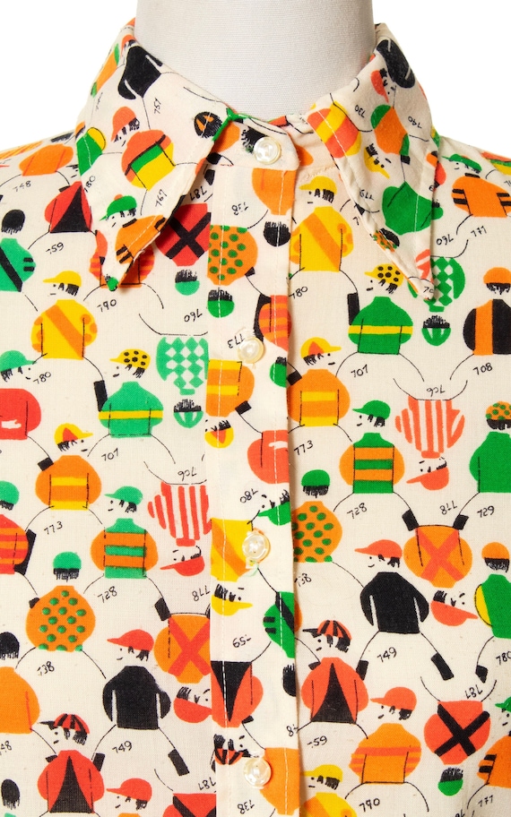 Vintage 1970s Bodysuit | 70s Novelty Print Horse Jock… - Gem