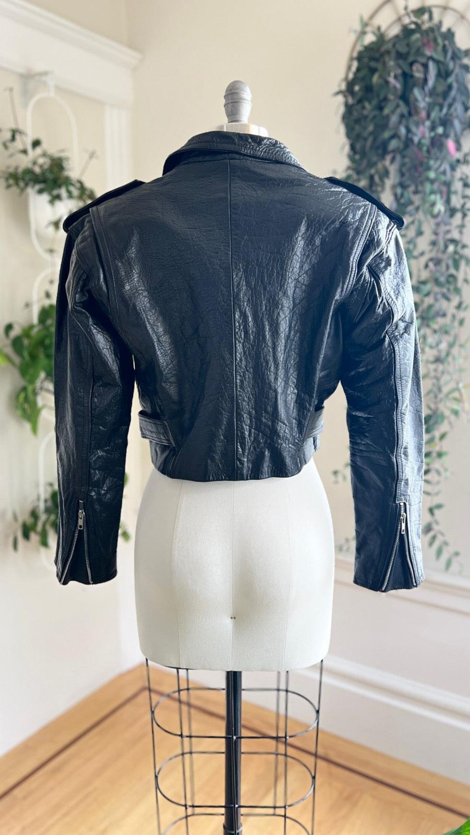 Vintage 1980s 1990s Leather Jacket | 80s 90s Cropped Black Genuine ...
